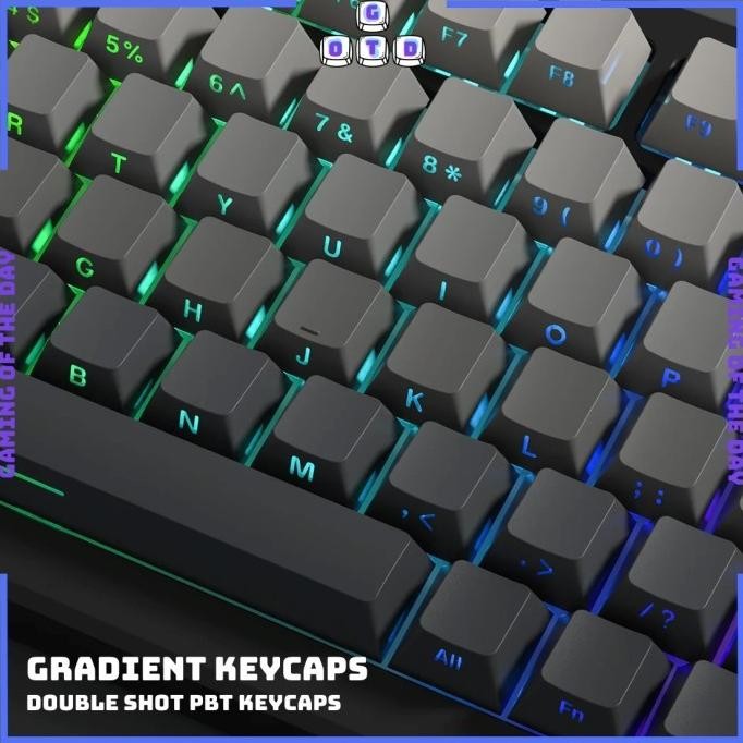 Jual Dark Black Grey Shadow Gradient Keycaps Side Letter Side Print ...