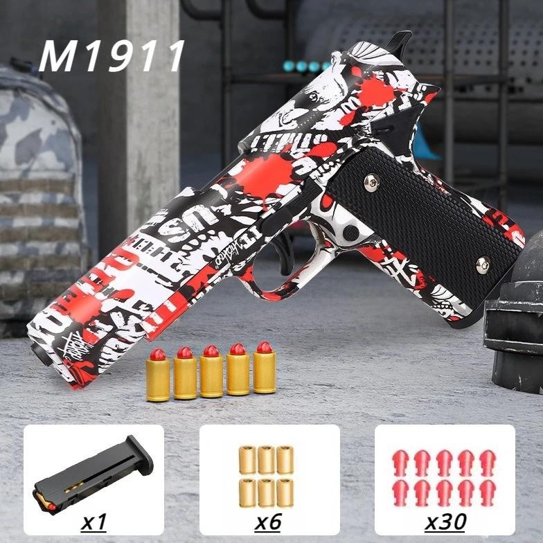 Jual M1911 COLT TOY GUN PISTOL SOFT BULLET SHELL EJECTED BLASTER MANUAL ...