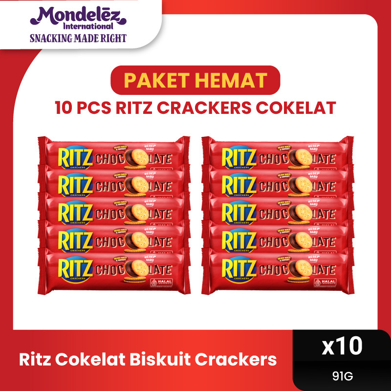 Jual Ritz Cokelat Biskuit Crackers 91g x 10 - Multipack Isi 10 Biskuit ...