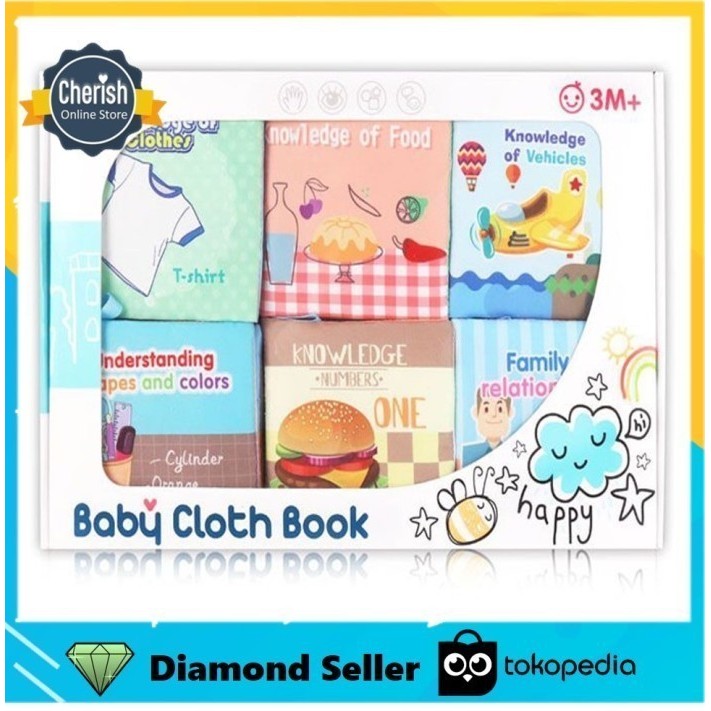 Jual Paket Buku Bayi Soft Book Bunyi Baby Cloth Book Clothbook 6 In 1 ...