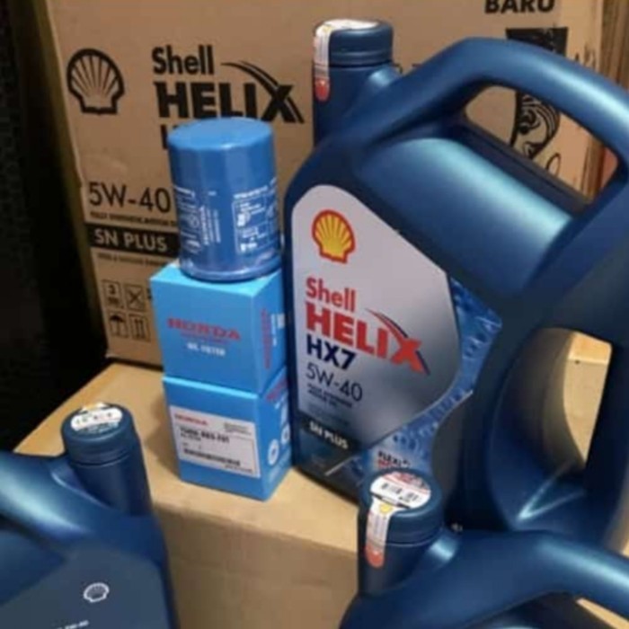 Jual Paket Ganti Oli Honda Shell Helix Hx7 5W-40 Harga Spesial ...