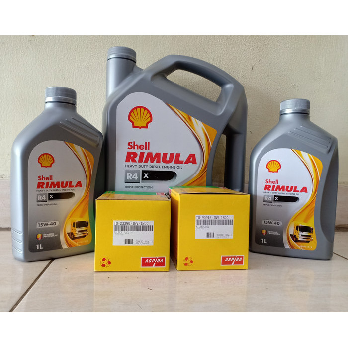 Jual Paket Oli Mobil Diesel Shell Rimula R4X 7L + Filter Oli + Filter ...
