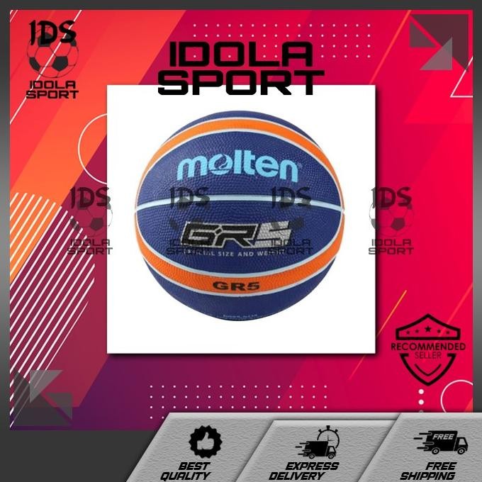 Jual BOLA BASKET MOLTEN GR5 RUBBER + POMPA BESI ORIGINAL | Shopee Indonesia