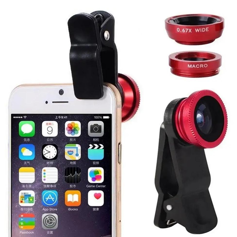 Jual 3in1 fisheye lens wide angle micro camera lens for iphone 14 13 ...