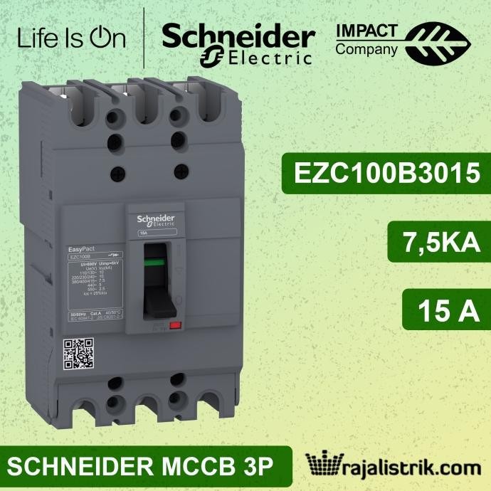 Jual SCHNEIDER MCCB 3P 15A 7,5KA EZC100B3015 1011T | Shopee Indonesia
