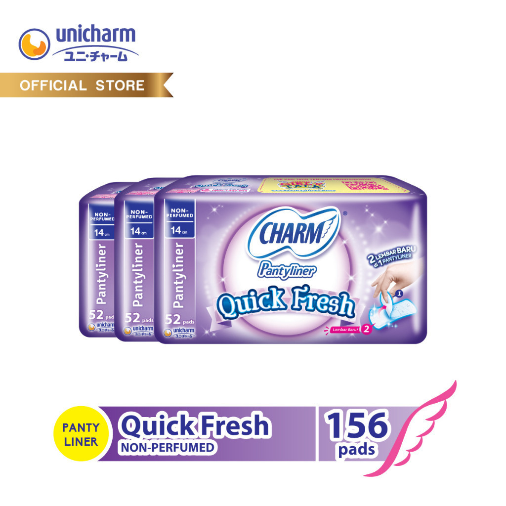 Jual Charm Pure Style Pantyliner Quick Fresh Non Perfumed 52 pads - 3 ...