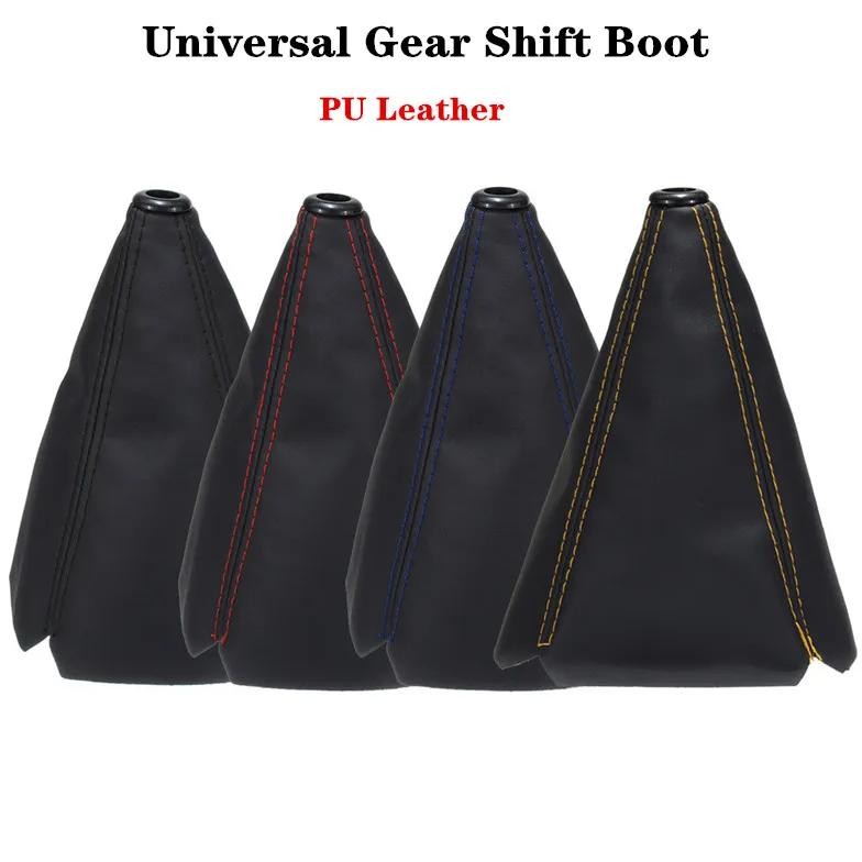 Jual universal 16mm pu leather car gear shift collars carbon fiber auto ...