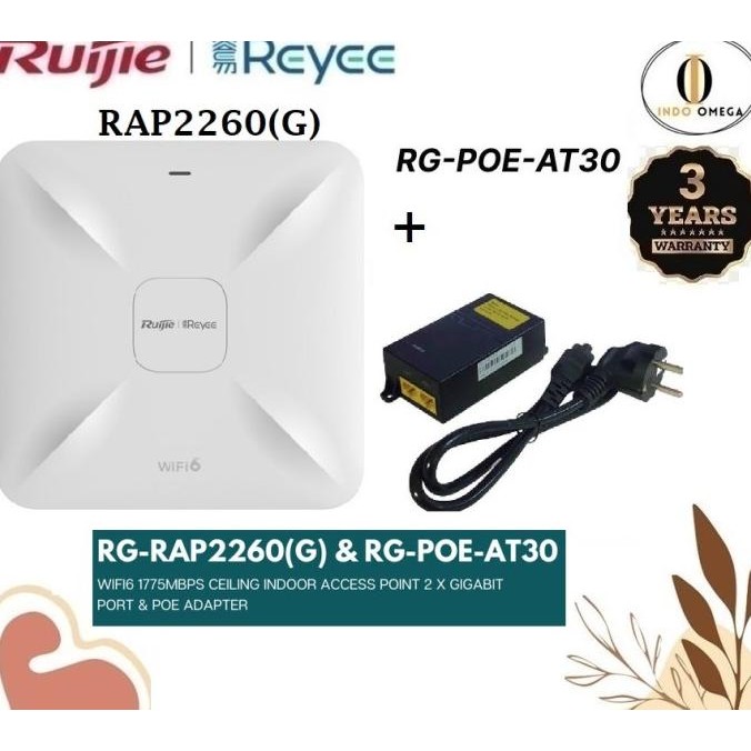 Jual RG-RAP2260G + POE ADAPTOR RUIJI WIFI 6 INDOOR ACCESS POINT RAP2260 ...