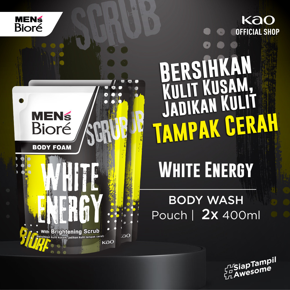 Jual Men's Biore Body Foam White Energy 2 x 400 mL | Shopee Indonesia