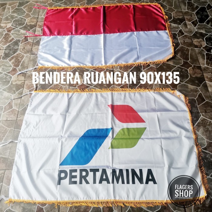 Jual Promo [Paket] Bendera Ruangan Indonesia + Pertamina Ukuran 90X135 ...