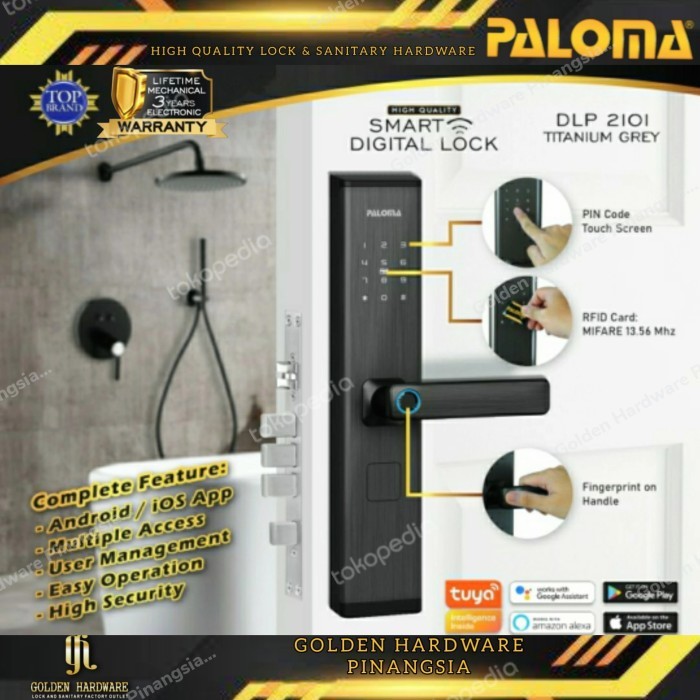 Jual PALOMA GAGANG HANDLE PINTU DIGITAL SMART LOCK DLP 2101 FINGER ...