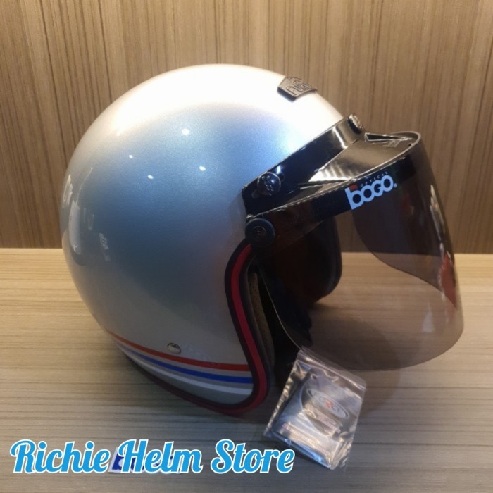 Jual Helm Bogo Force + Kaca Flat Original + Smart Lock System Silver ...