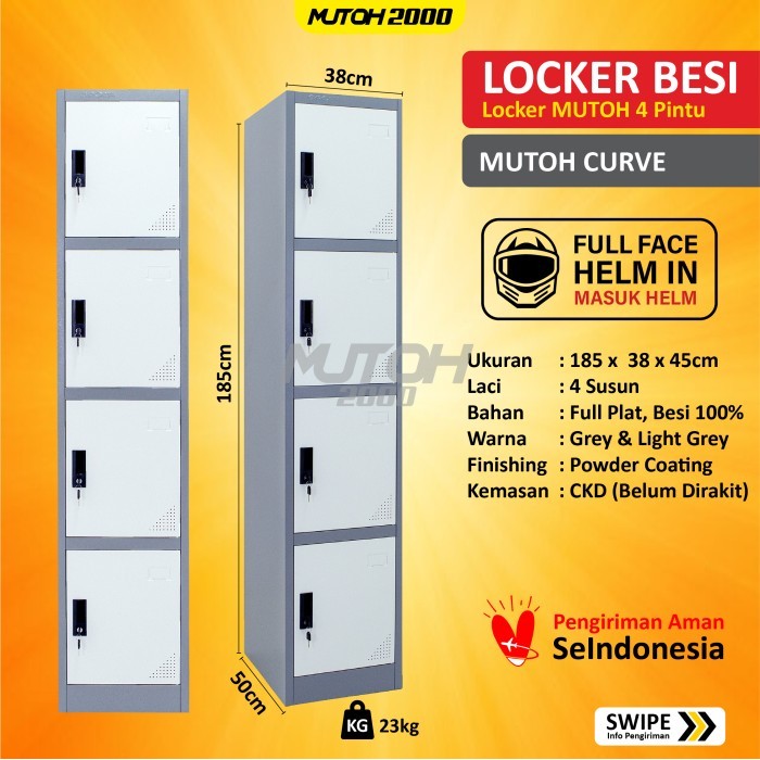 Jual Loker locker besi 4 pintu single full plat LS04P | Shopee Indonesia