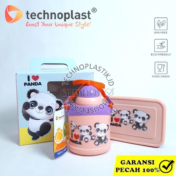 Jual TECHNOPLAST PAKET GIFT SET SCHOOL CUTE PANDA VALUE LUNCH BOX & BOTOL 2311T | Shopee Indonesia