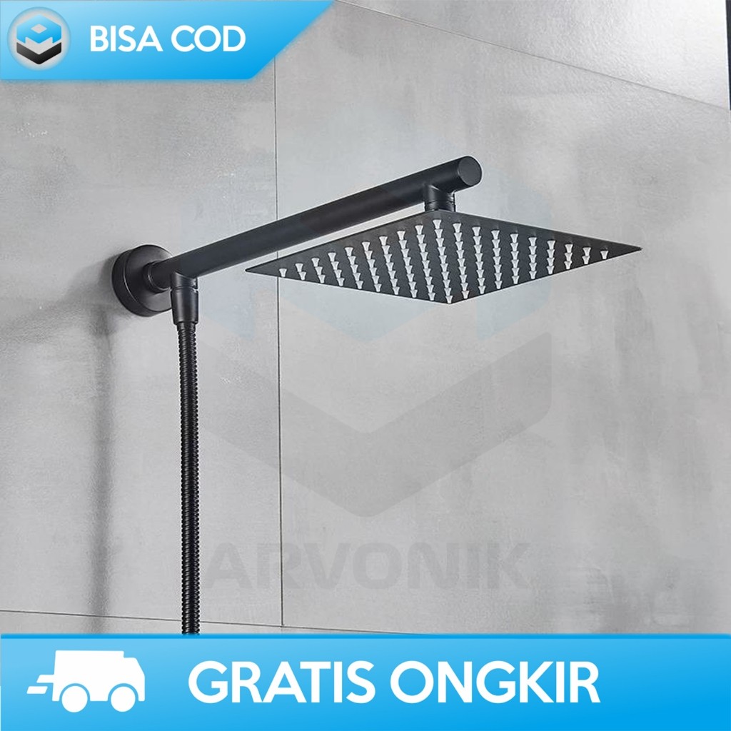 Jual SHOWER KAMAR MANDI STAINLES STEEL HITAM KOTAK PANAS DINGIN ...