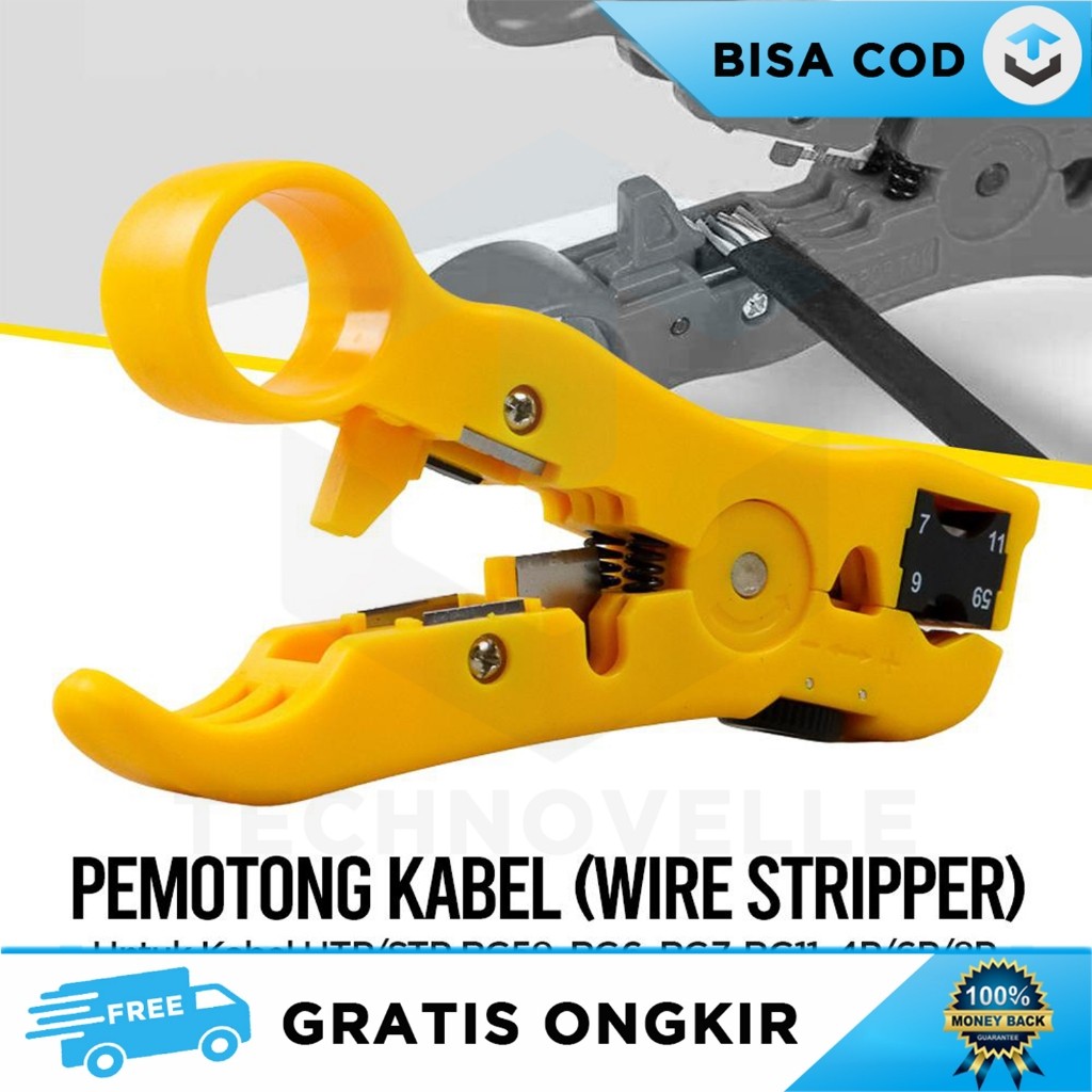 Jual CUTTER STRIPING TOOL PEMOTONG KABEL COAXIAL LAN RJ45 HT352 KUNING ...