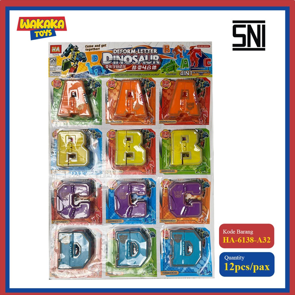 Jual WAKAKA TOYS Mainan Robot Anak Lembaran DEFORM LETTER DINOSAURUS ...