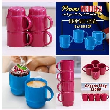 Jual Tupperware TableTop mug 250ml Microwaveable Red Mugs Coffee Mug ...