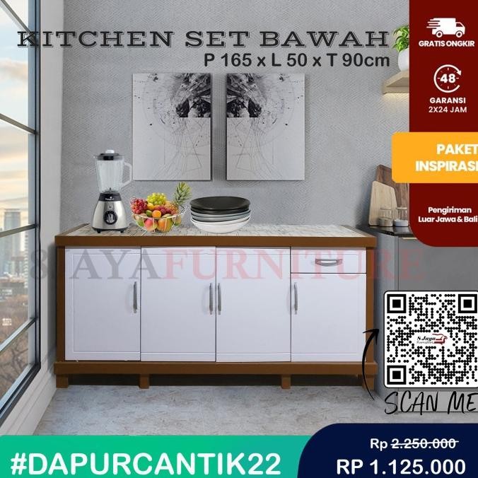 Jual Meja Dapur Minimalis 4 Pintu Kayu Cat Duko Hitam Rak Sayur Magic ...