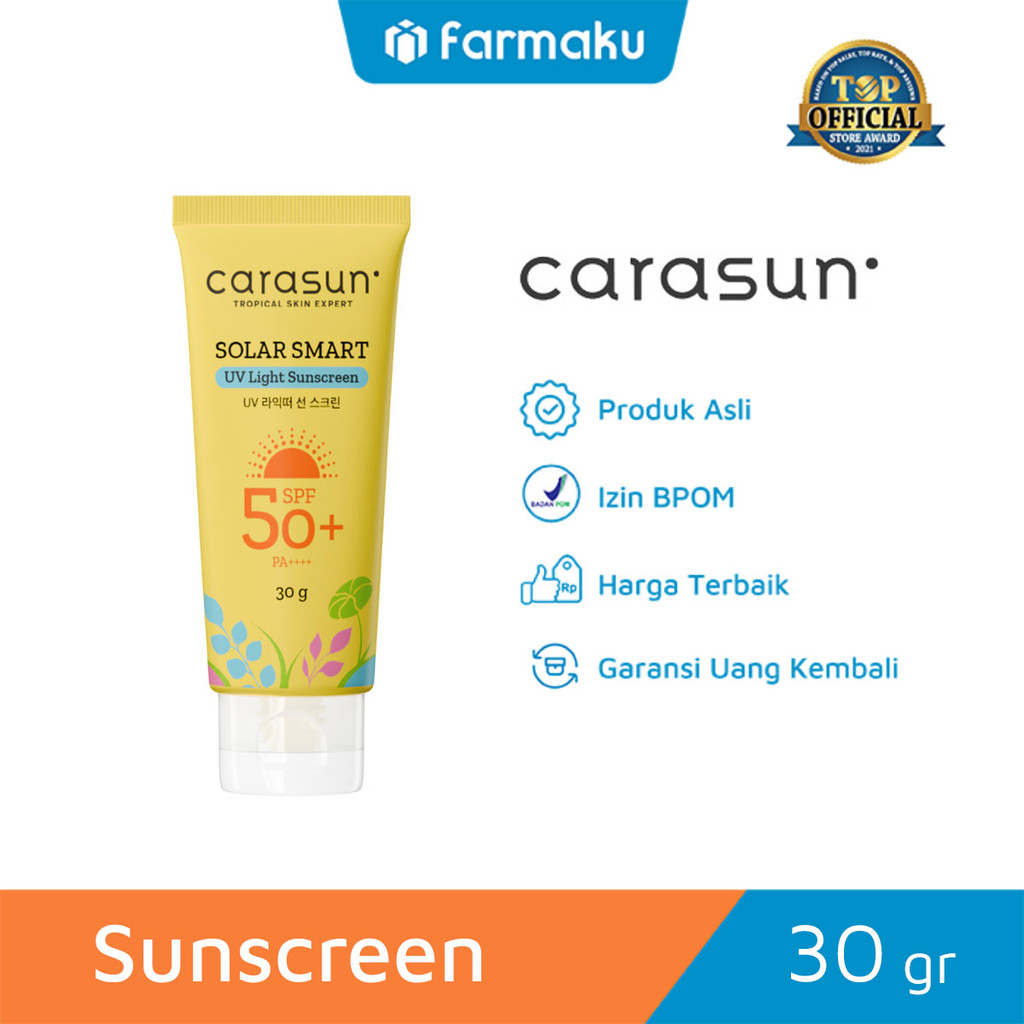 Jual Carasun Solar Smart UV Light Sunscreen SPF 50+ PA++++ - Tabir Surya Perlindungan UVA & UVB ...