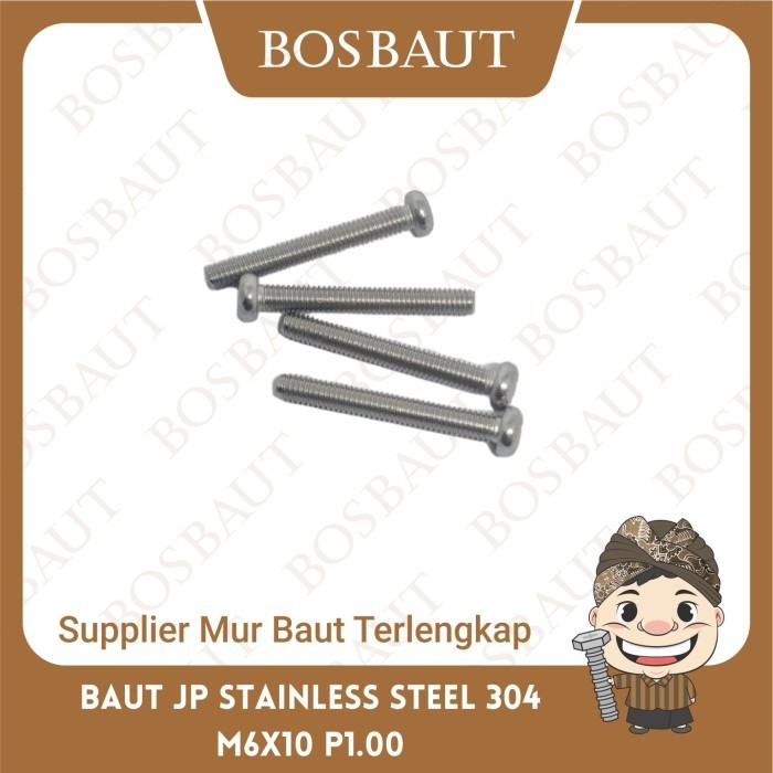 Jual Baut JP Stainless Steel M6X10 - B/O JP SS304 M6X10 P1.00 | Shopee ...