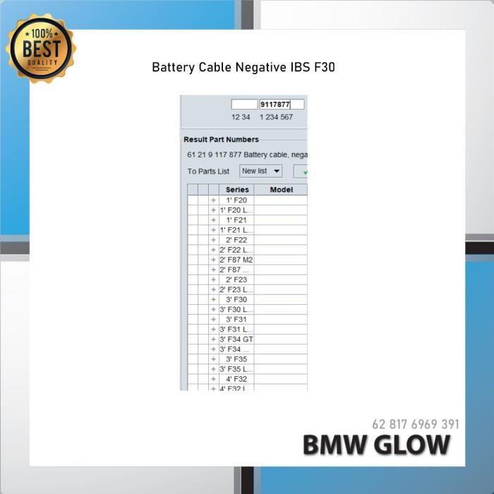 Jual HELLA BMW F30 Kabel Negatif IBS untuk Aki 61219117877 Import ...