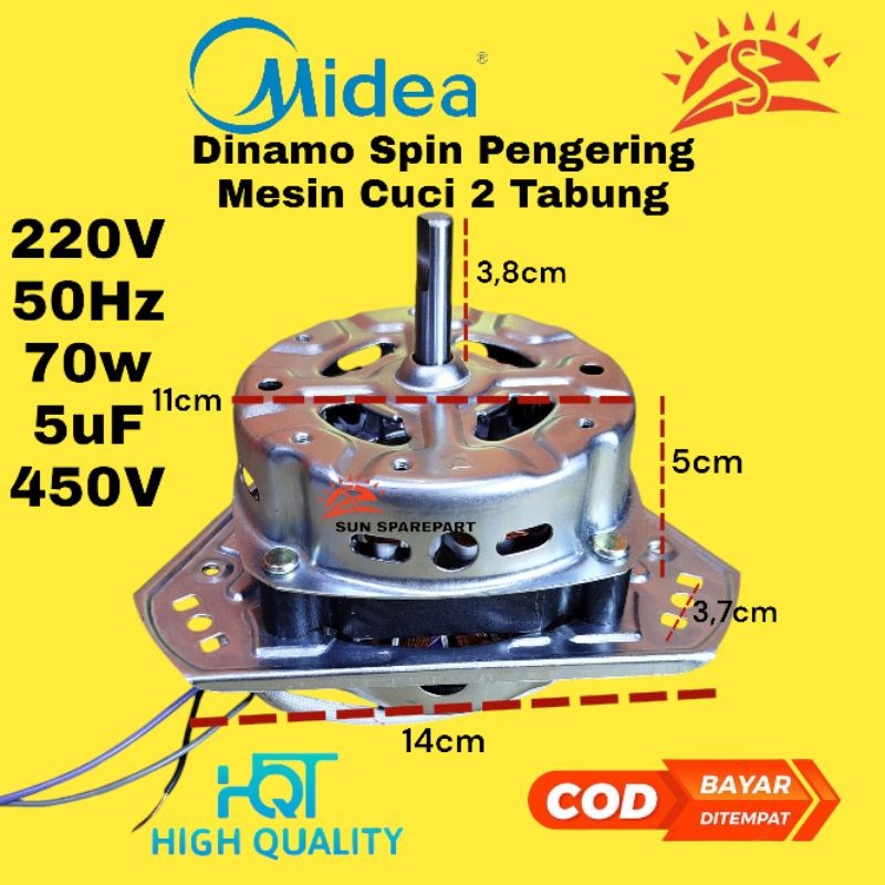 Jual Dinamo mesin cuci midea 2 tabung Dinamo spin pengering mesin cuci 70watt | Shopee Indonesia