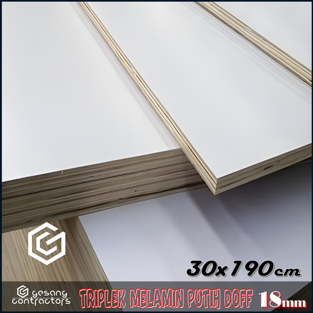 Jual Triplek Melamin Putih 18mm 30x190 cm ( 190x30 cm ) Triplek Putih ...