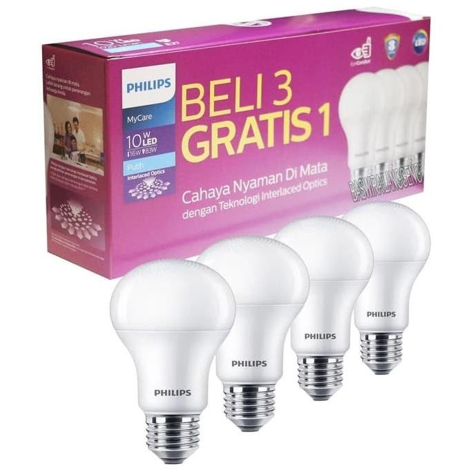Jual Philips Paket Lampu LED MyCare 8W Putih Bulb (Isi 4 Pcs) | Shopee Indonesia