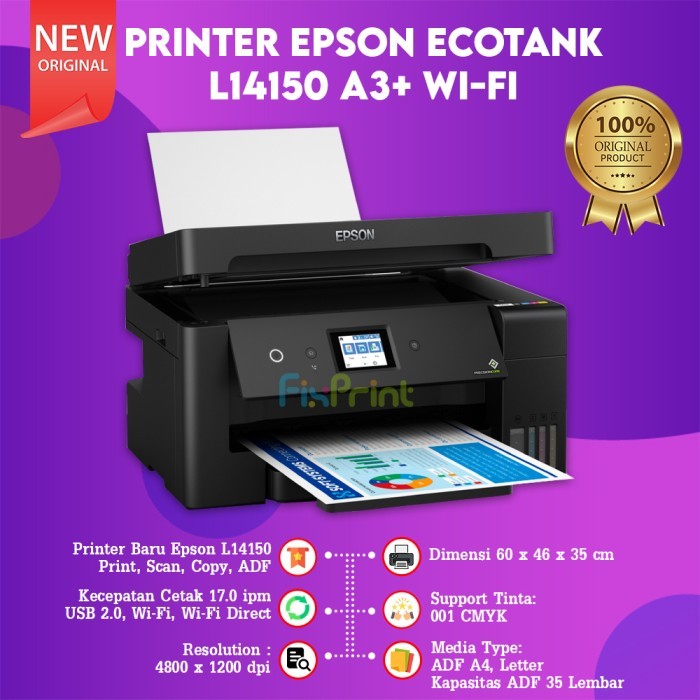 Jual Printer Epson Ink Tank EcoTank L14150 A3+ WiFi Print Scan Copy ...