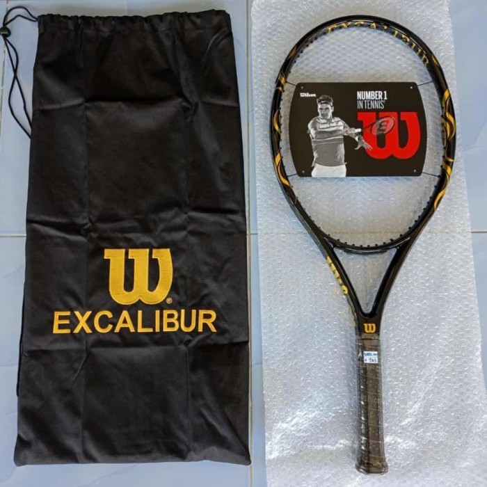 Jual Raket Tenis Wilson EXCALIBUR black Gold 243 Gr 115 Inchi 100% ...