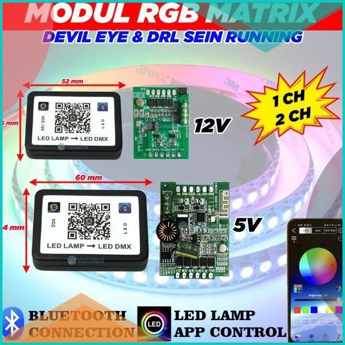 Jual modul rgb matrix devil alis sein running control bluetooth 5V 12V ...