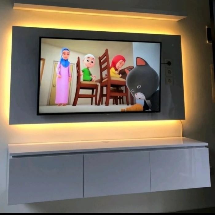 Jual 1 Set Meja Dan Backdrop Lampu Rak Tv Hpl | Shopee Indonesia