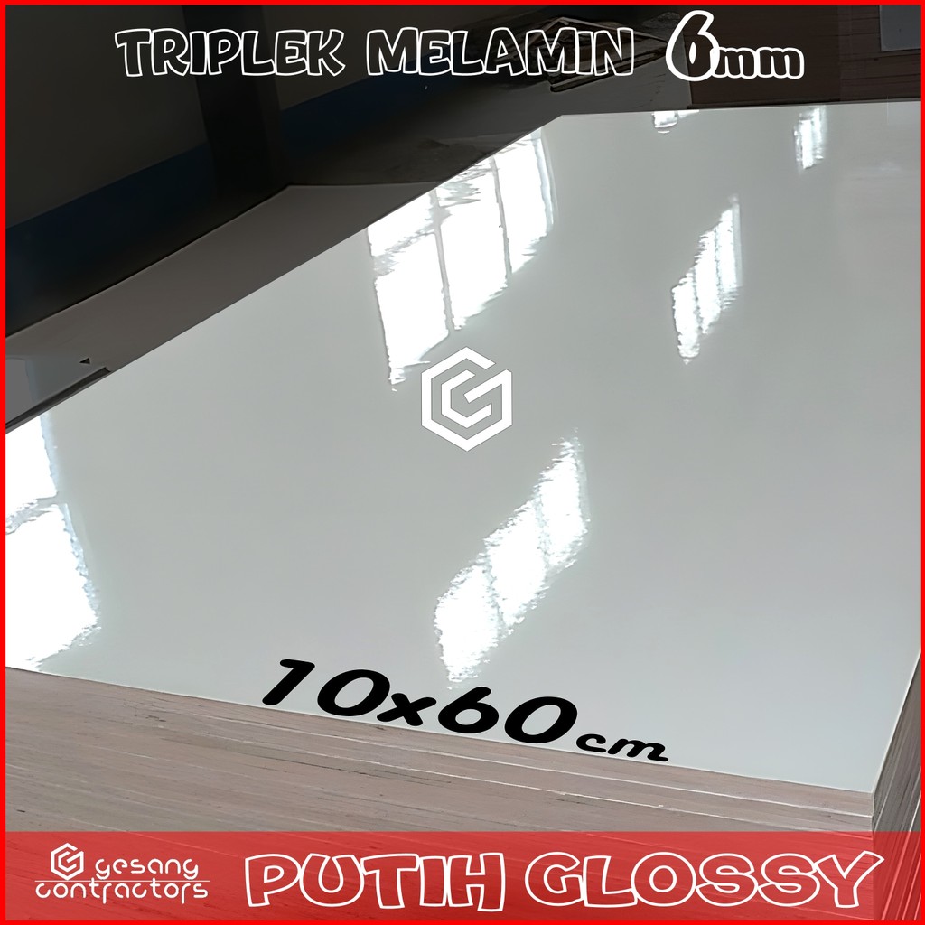 Jual Triplek Melamin Putih 6mm 10x60 cm ( 60x10 cm ISI 2 LEMBAR ) Putih ...
