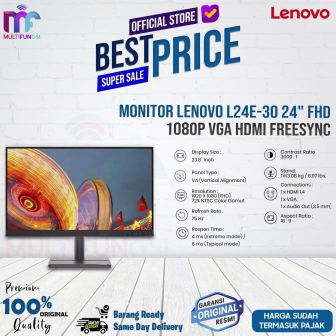 Jual Monitor Lenovo L24e-30 24" FHD 1080p VGA HDMI FreeSync Garansi ...