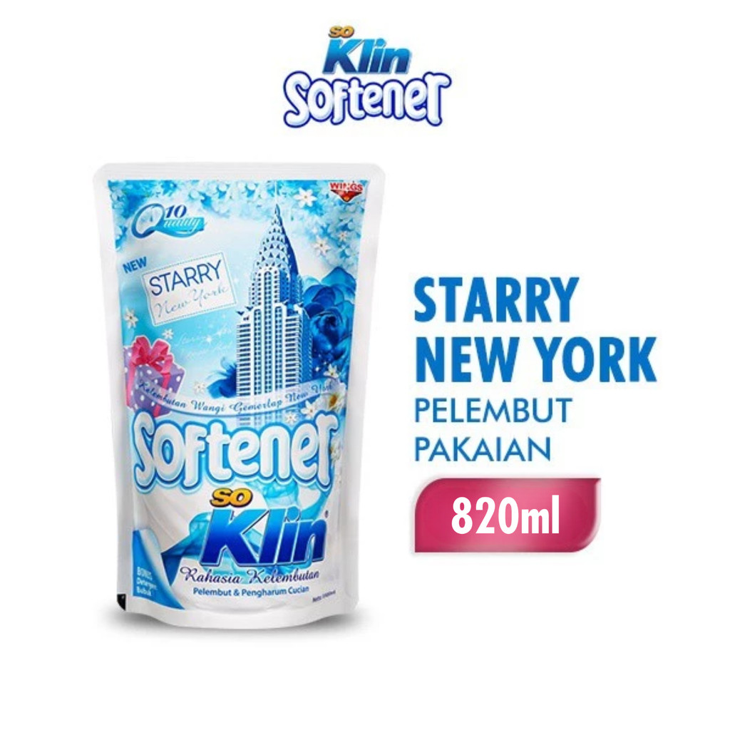 Jual SoKlin Softener Pelembut dan Pewangi Pakaian Biru Starry New York Pouch 820ml | Shopee ...