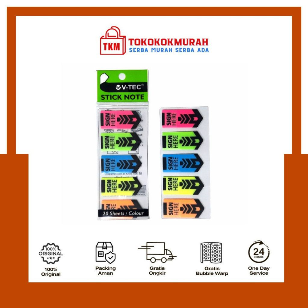 Jual V-Tec Stick Note SN 520 / Arrow Sign Here | Shopee Indonesia