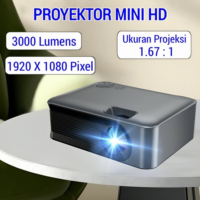 Jual Proyektor Mini Portable Projector Android 1080P 3000Lm 60W 2.5 ...