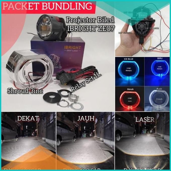 Jual Projector Biled Ibright ZE07 3Inc Blue Lens High Low Putih Plus ...