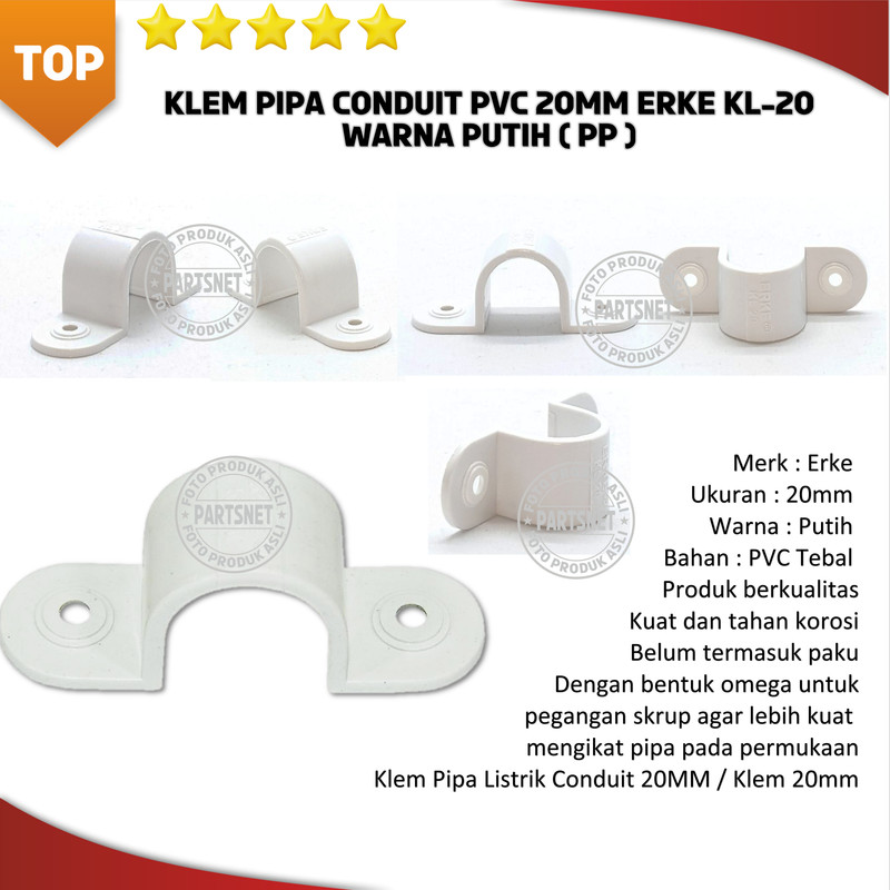 Jual Klem Pipa Listrik Klem Pipa Conduit PVC Clamp Pipa 20mm Erke ...