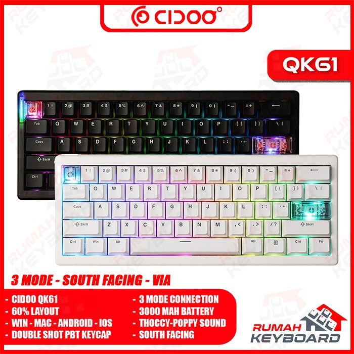 Jual MECHANICAL KEYBOARD - CIDOO QK61 - 60% - VIA - SOUTH FACE - FULL ...