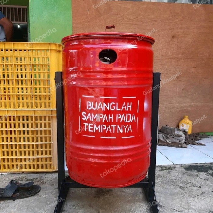 Jual TONG SAMPAH BESI 60 LITER+TIANG GANTUNG/DRUM SAMPAH/PEMBAKARAN ...