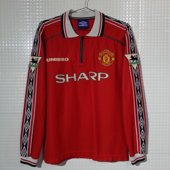 Jual ORIGINAL MANCHESTER UNITED 1998 HOME JERSEY TREBLE BECKHAM LS ...