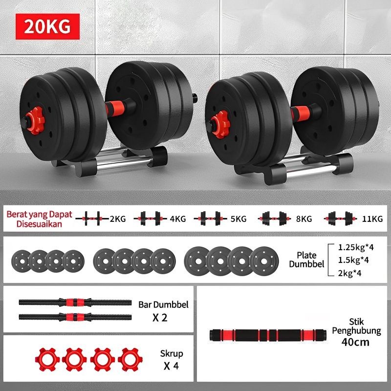 Jual Dumbel Barbel Set 20 Kg Latihan Beban Dumbbell Set Fulset 20 Kg Alat Fitness | Shopee Indonesia