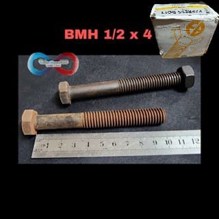 Jual BOX - Baut mur hitam (BMH) 1/2 x 4 inch ( Isi 50 pcs ) | Shopee ...