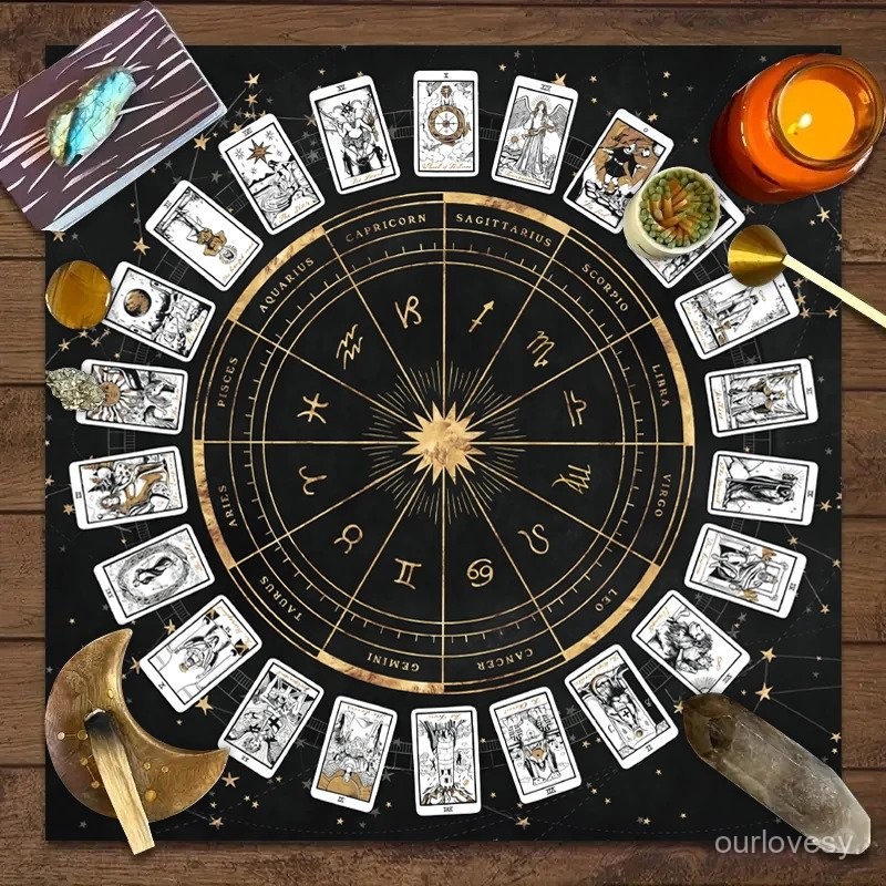 Jual 1pc Tarot card tablecloth, 12 zodiac card game, fortune telling ...