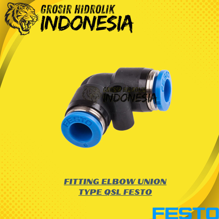 Jual QSL-4 FESTO ONE TOUCH FITTING ELBOW UNION SLIP LOCK FUSH IN ...