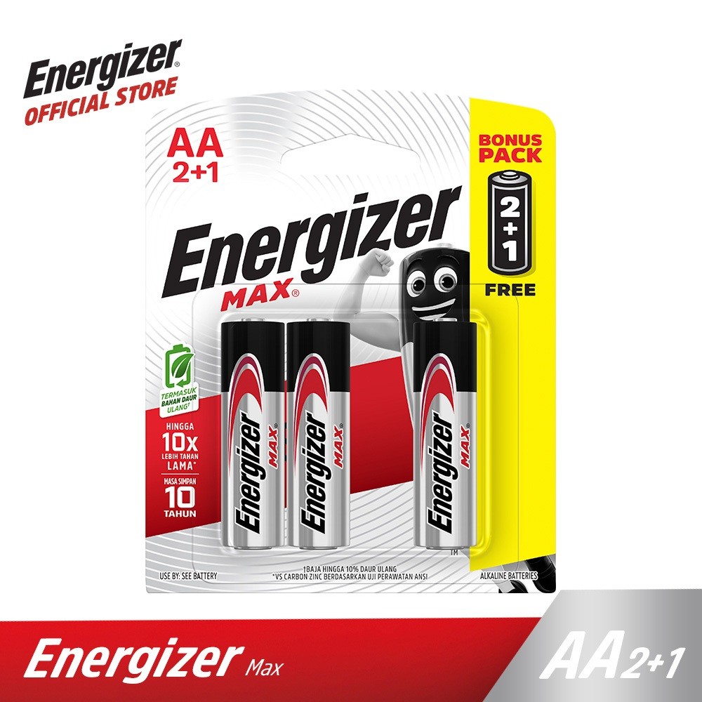 Jual Baterai ENERGIZER ALKALINE MAX AA BP2+1 | Shopee Indonesia