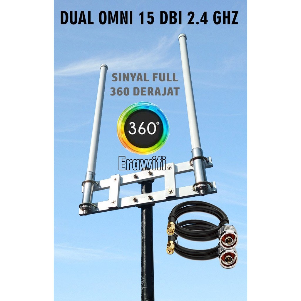 Jual Antena Wifi Outdoor Mimo Dual Omni Directional 2.4 GHz 360 Derajat ...