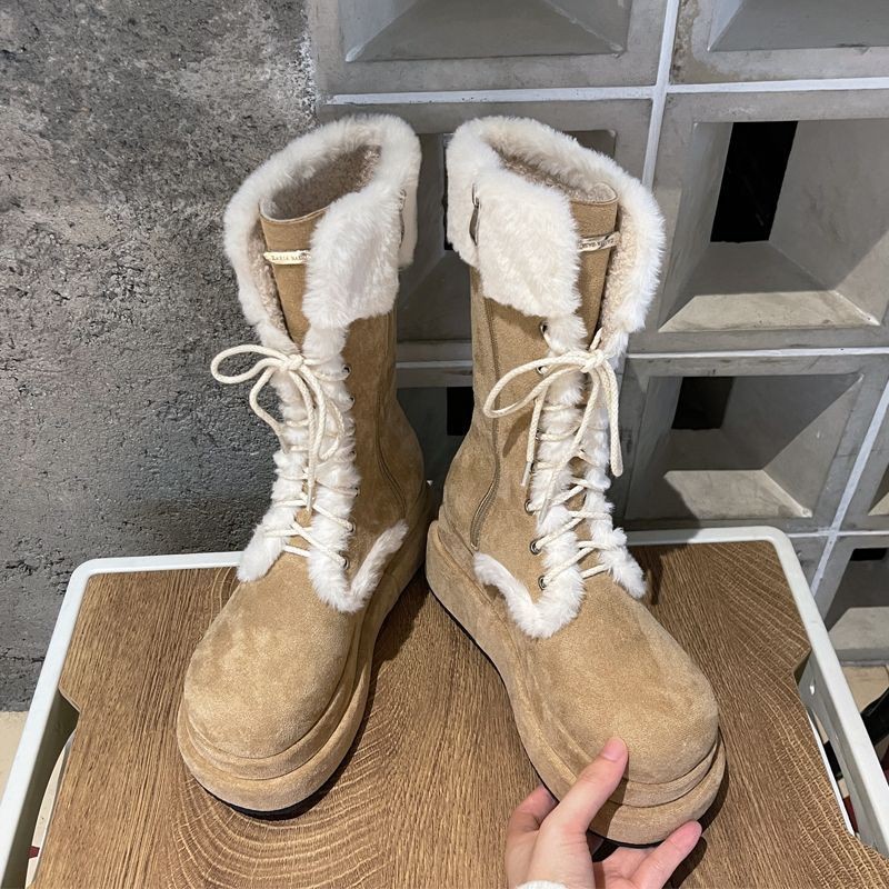 Jual Sepatu Bot Salju Martin Wanita, Alas Kaki Retro Berlapis Bulu ...